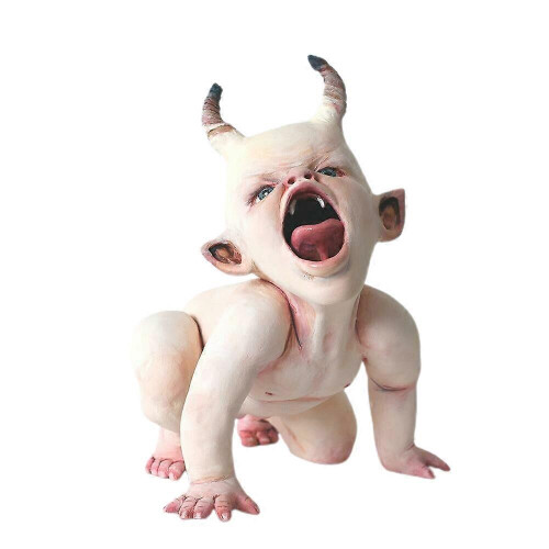 (F) Halloween Devil Baby Resin Statue Scary Haunted House Decor Props ...