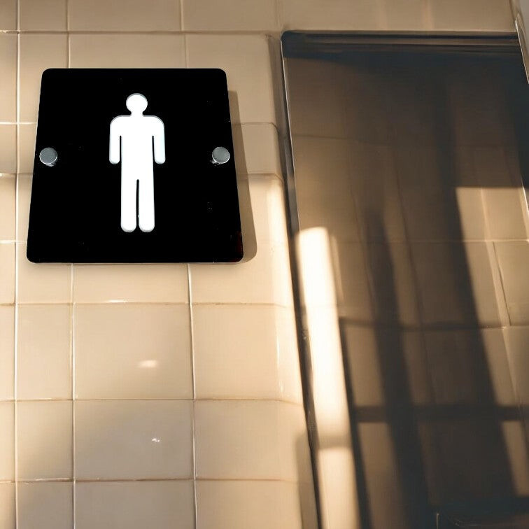 Round or Square Male Toilet / Restroom Signs - Custom Colours & Wood ...