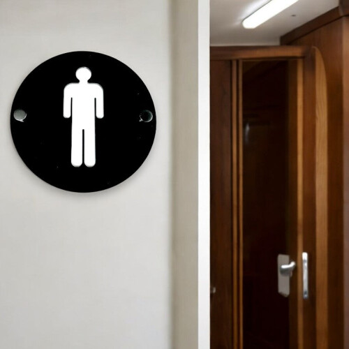 Round or Square Male Toilet / Restroom Signs - Custom Colours & Wood ...