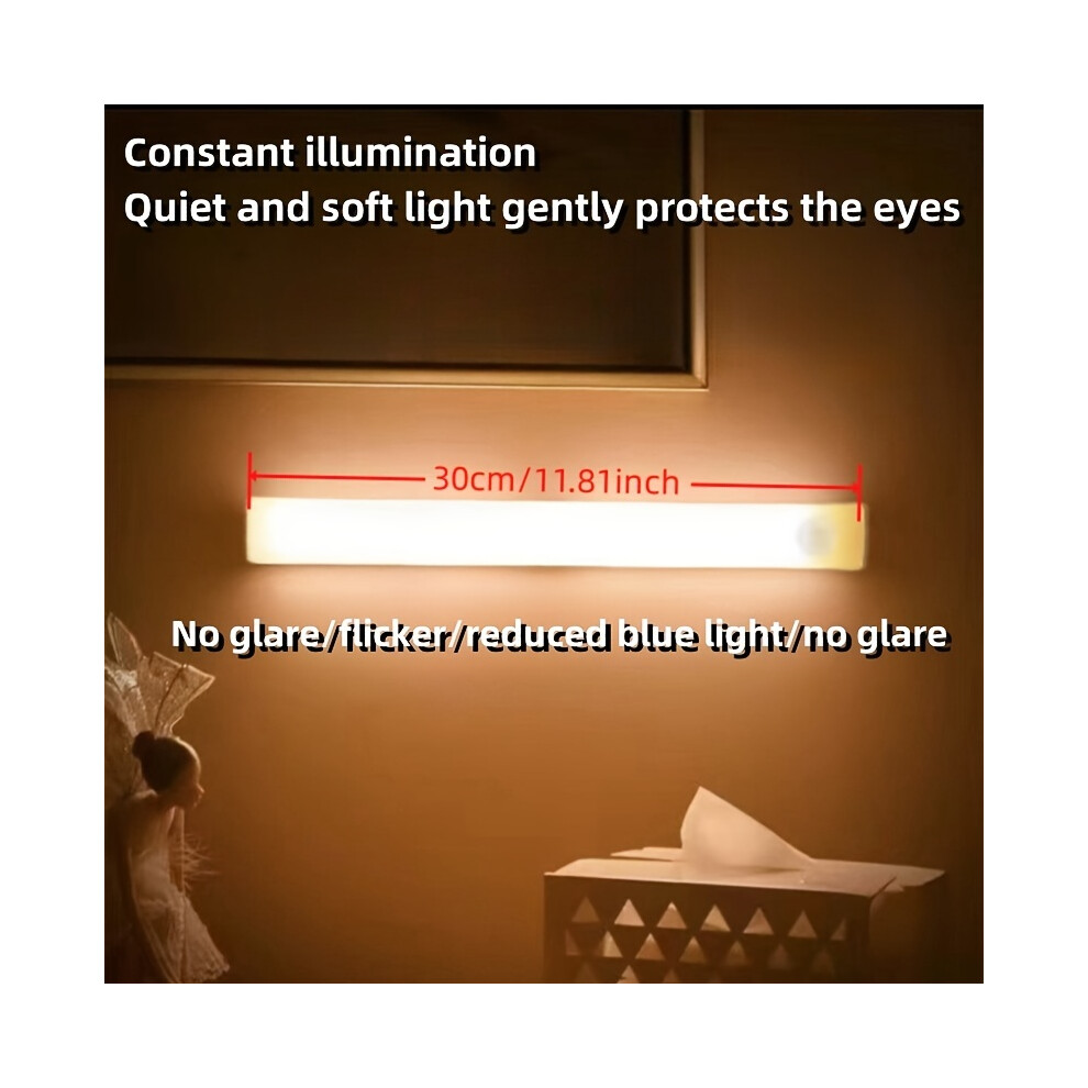 (Warm Yellow 11.82inch/30cm, 1pc) Smart Human Body Induction Light, USB ...