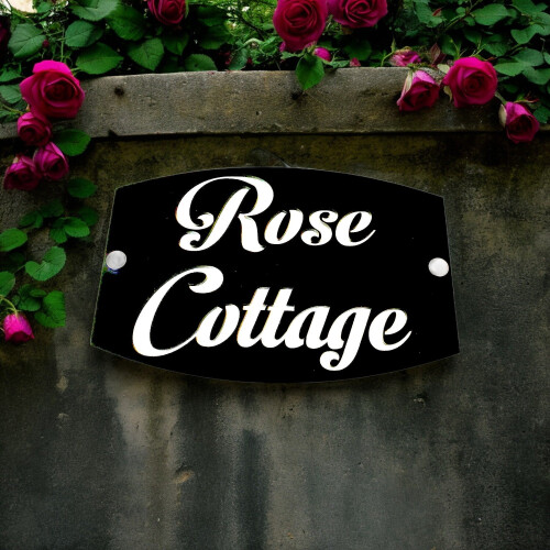 (Graphite Grey - Matt, 20cm x 15cm) Rounded Rectangular House Name ...