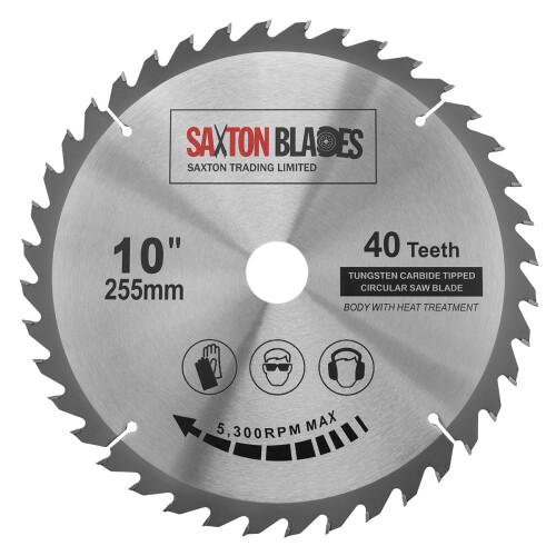 Saxton TCT Circular Wood Saw Blade 255mm x 40T fits Evolution Rage Saws ...