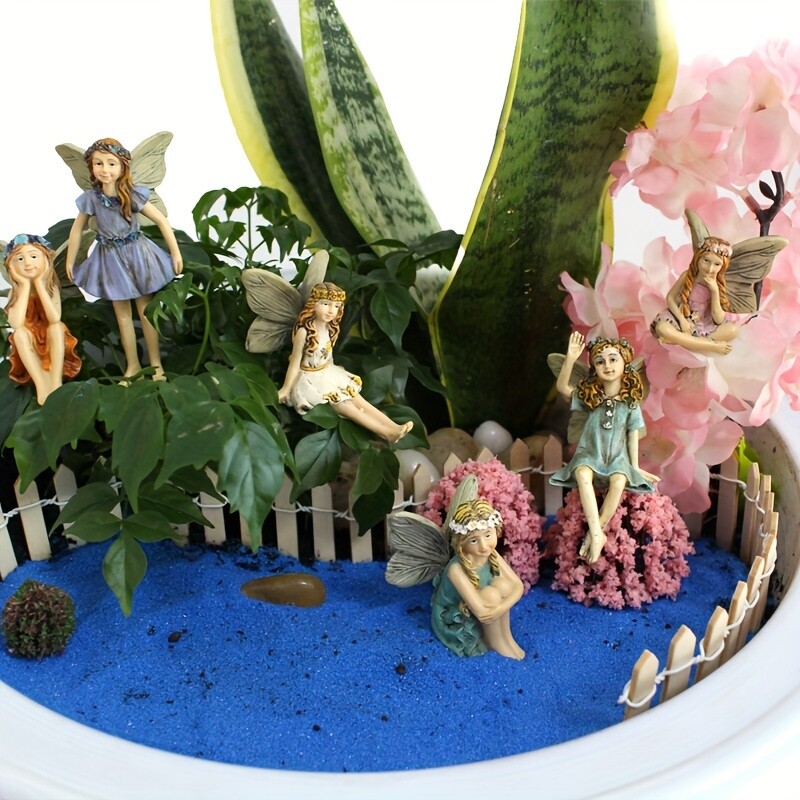 (Flower Fairy Set Six) 6pcs Resin Garden Fairy Sculptures Set ...