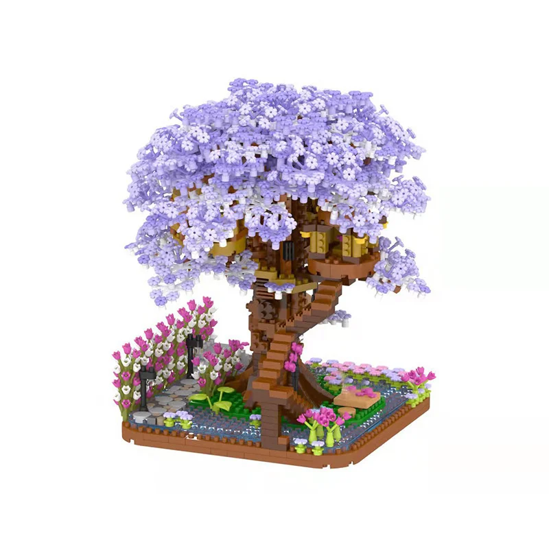 Mini Sakura Tree Building Blocks Set, Cherry Blossom Bricks with Light ...