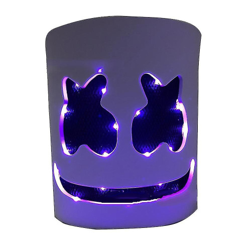 (Purple) Marshmello Led Mask Dj Cosplay Helmet Marshmello Costume Mask ...