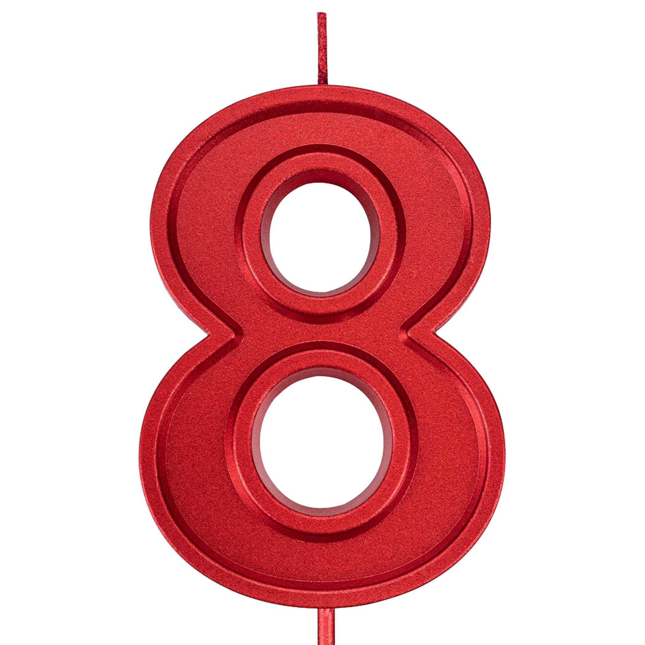 3.93in Big Size Happy Birthday Metallic Red 8 Candles Red Color Happy ...