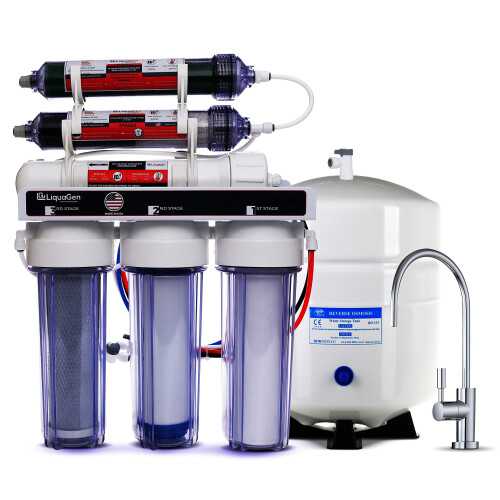 LiquaGen - Dual 6 Stage Under Sink Reverse Osmosis Drinking & Aquarium ...