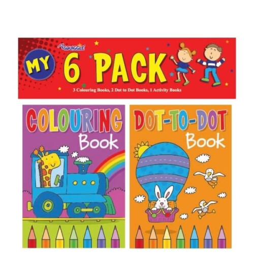 Squiggle A6 Mini Colouring & Activity Travel Sized Book Set - Pack of 6 ...
