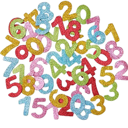 Kids B Crafty 100 Number Stickers - Glitter Foam Numbers for Childrens ...