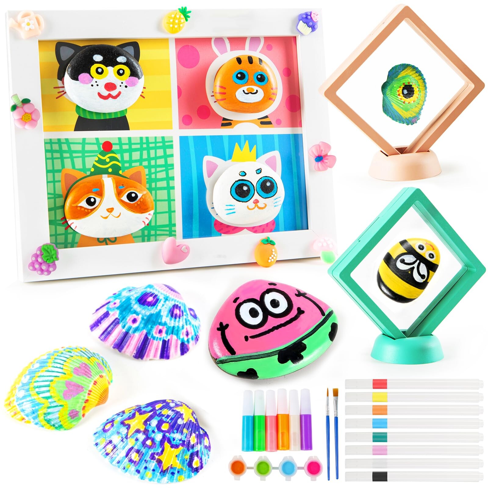 HmiL-U Rock & Sea Shell Painting Kit with Display Frame - Arts and ...