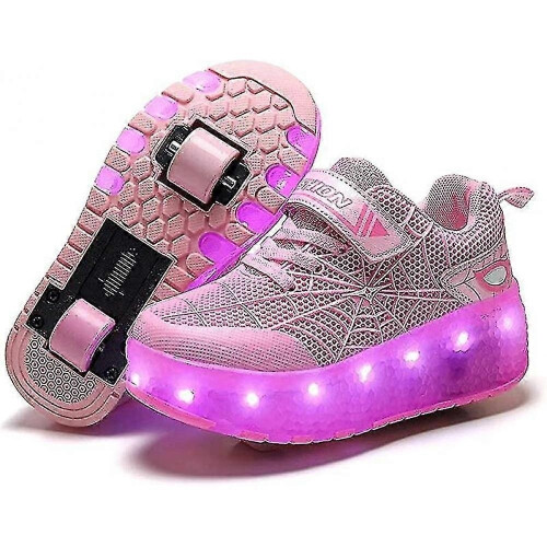 (Pink, 37) Spider Roller Skates Light Up Shoes With Usb Chargeable Led ...