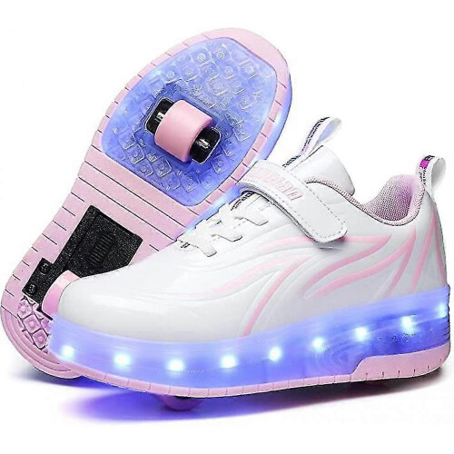 (White Pink, 35) Spider Roller Skates Light Up Shoes With Usb ...