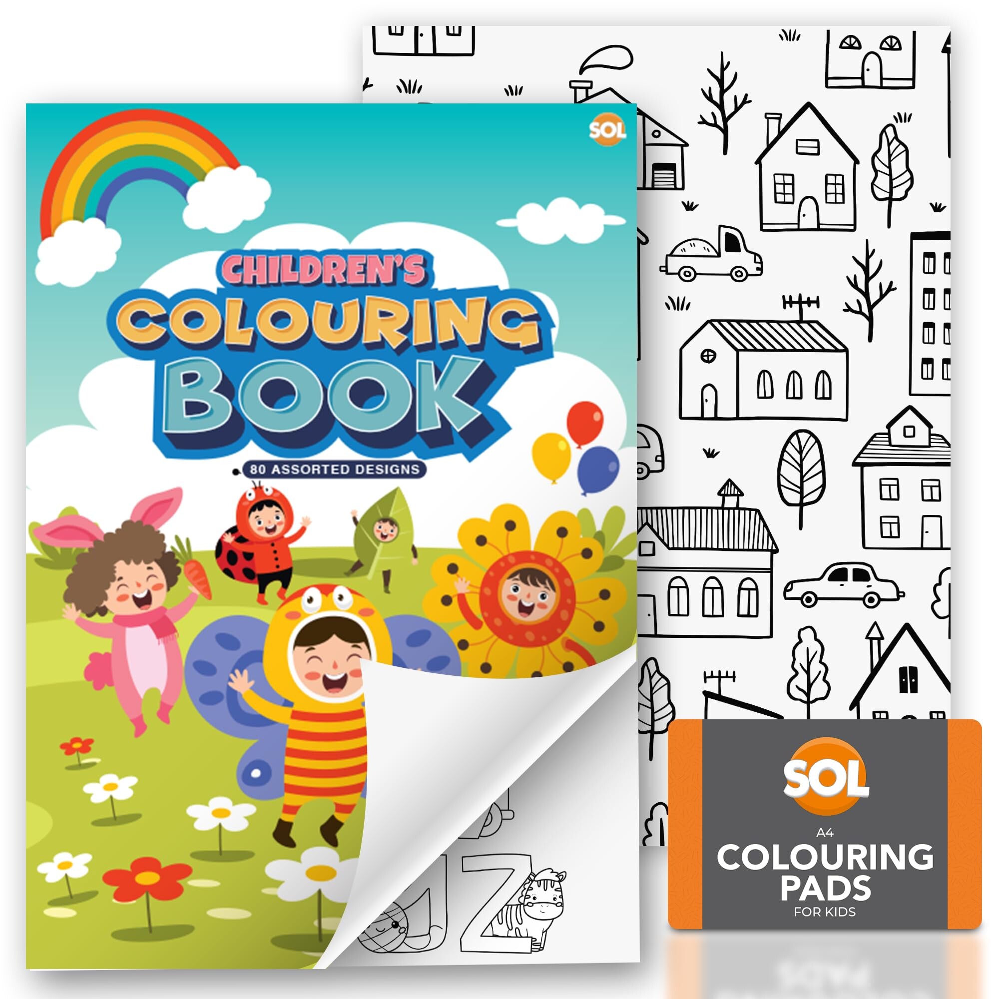SOL A4 Colouring Pad 80 Sheets Kids Colouring Book with Assorted Design ...