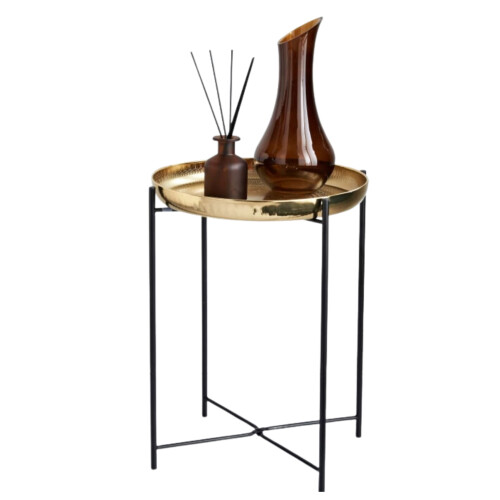 Modern Gold Tray Table Round Coffee Table with Removable Top Metal Tray ...