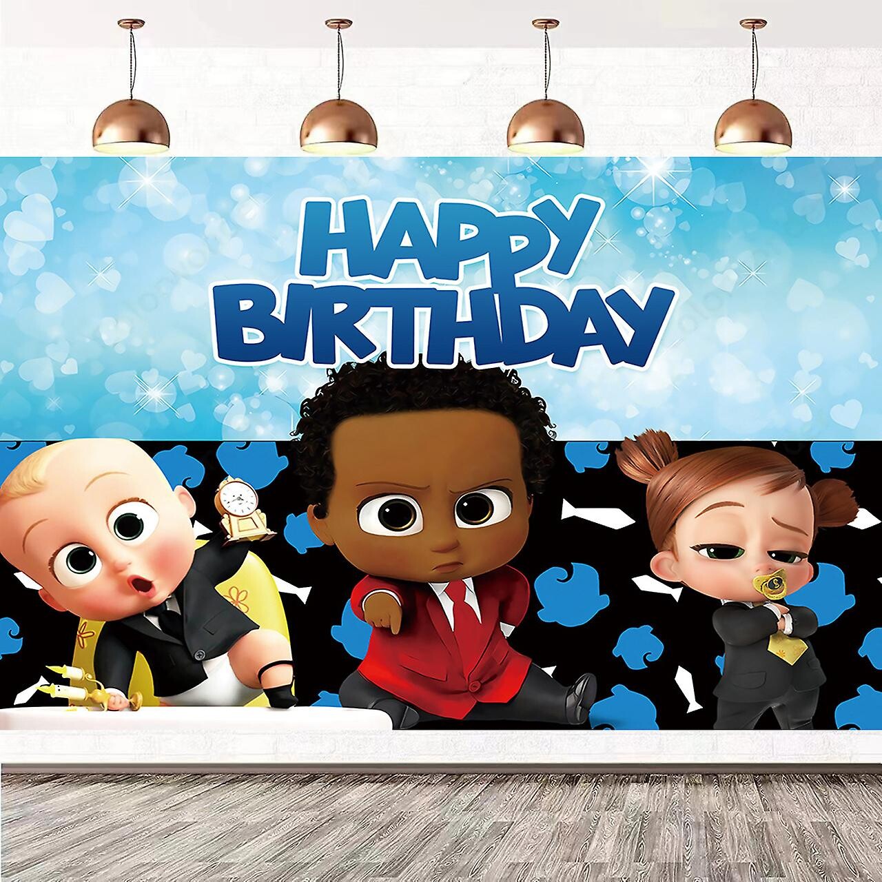 (250x180cm, as show14) Cartoon Baby When Boss Blue Party Background Boy ...