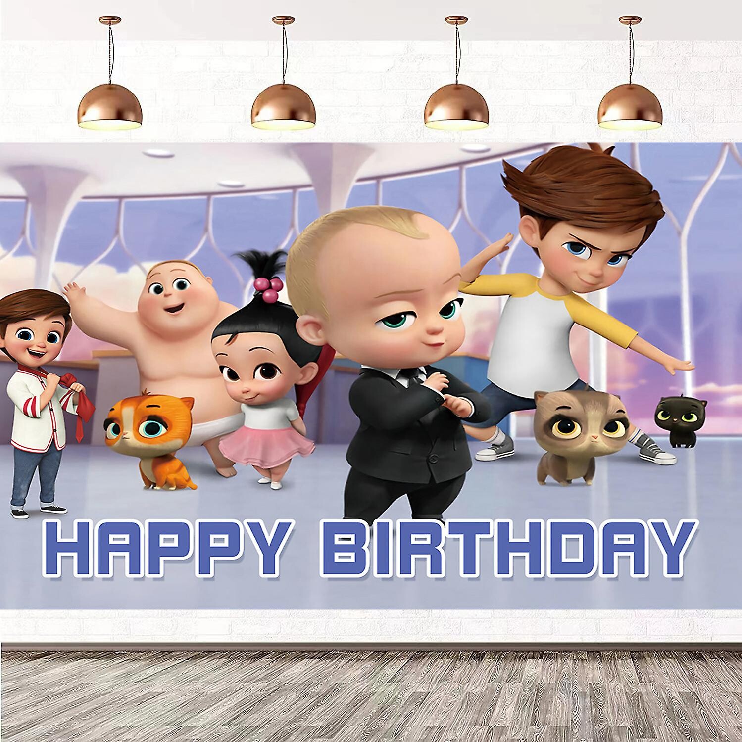 (250x180cm, as show16) Cartoon Baby When Boss Blue Party Background Boy ...