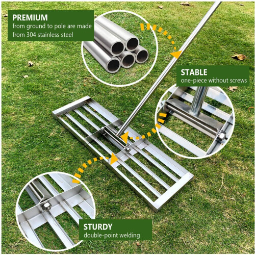 Manual Steel Top Soil Grass Compost Spreader Rake Tool Lawn Levelling ...