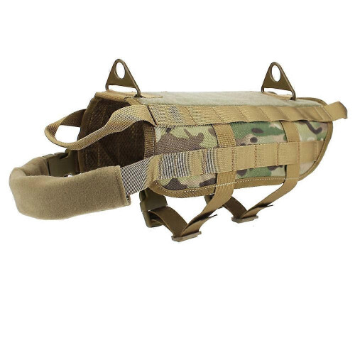 (Camo, XL) Tactical Dog Vest Training Pets Harness Military Molle Vest ...