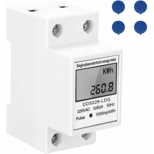 220V 50Hz Single Phase Electricity Meter with LCD Display, DIN Rail ...
