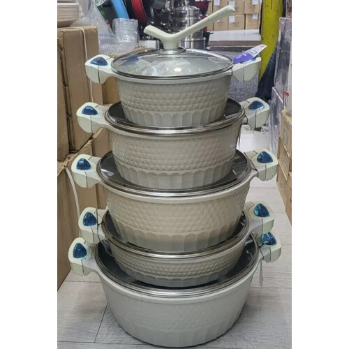 5pcs Cooking Soup Aluminium Pots and Pans Non Stick Die-Casting ...