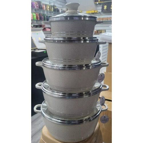 5PC Die Cast Non Stick Stockpot Cooking Pan Pot Set Cookware Induction ...