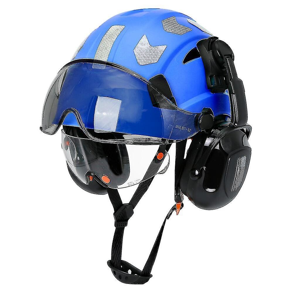 (CR08 Reflective E) Ce Construction Safety Helmet With Visor Built In Goggle Earmuffs For ...