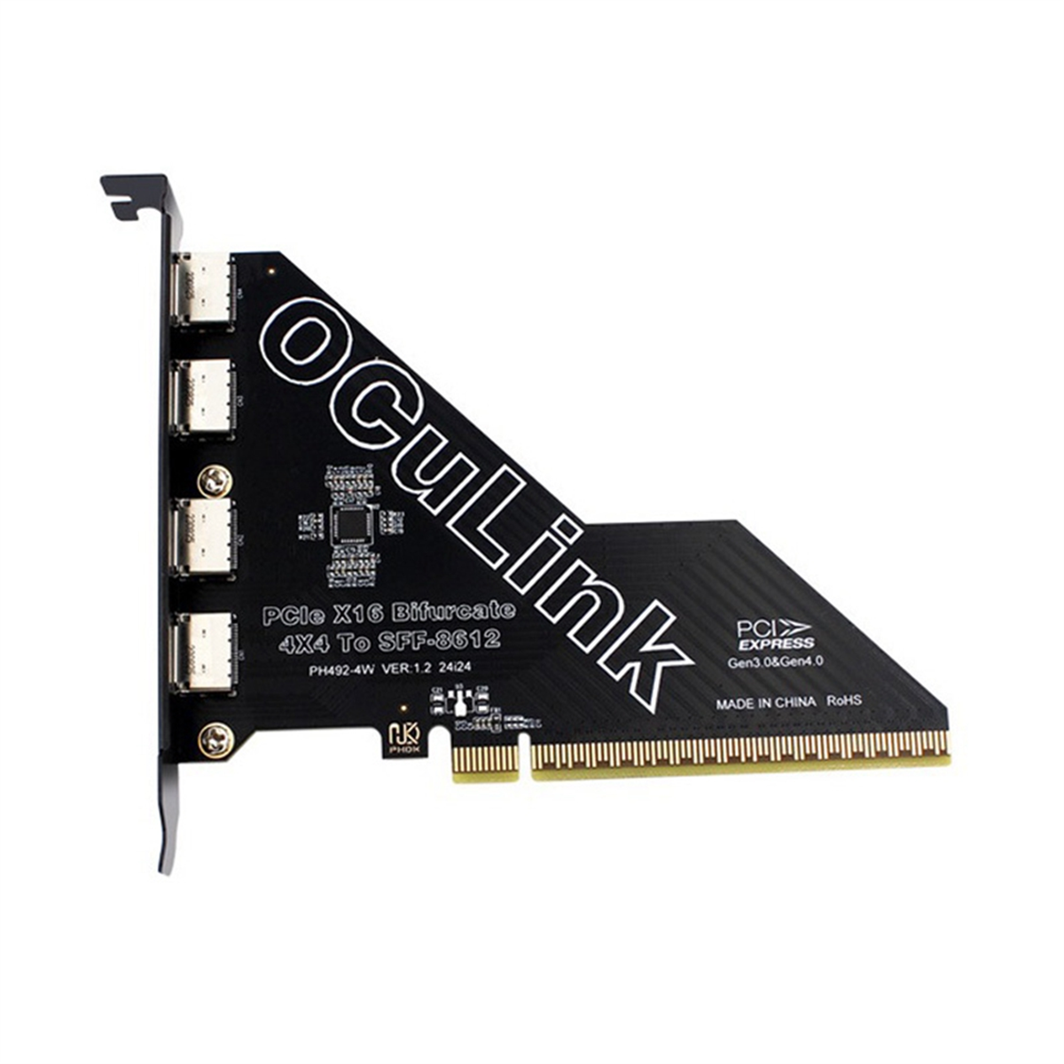 LLhappy-PCIe 4.0 X16 to 4 Ports Oculink SFF-8611&8612 Adapter Card ...