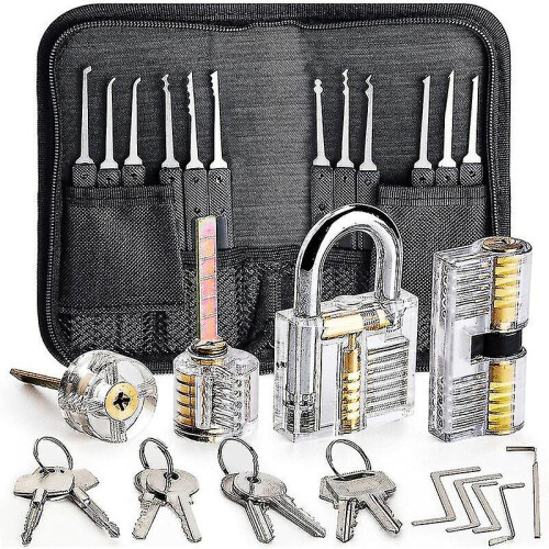 Lockpick Kit, 26 Lockpick Kit Training Tools With 4 Transparent Locks ...