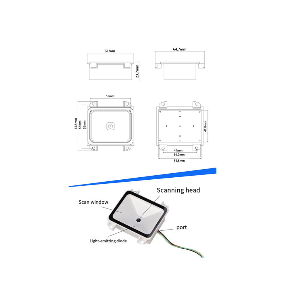 Embedded 2d Barcode Scanner Usb Qr Barcode Reader Rs232 Ttl Interface
