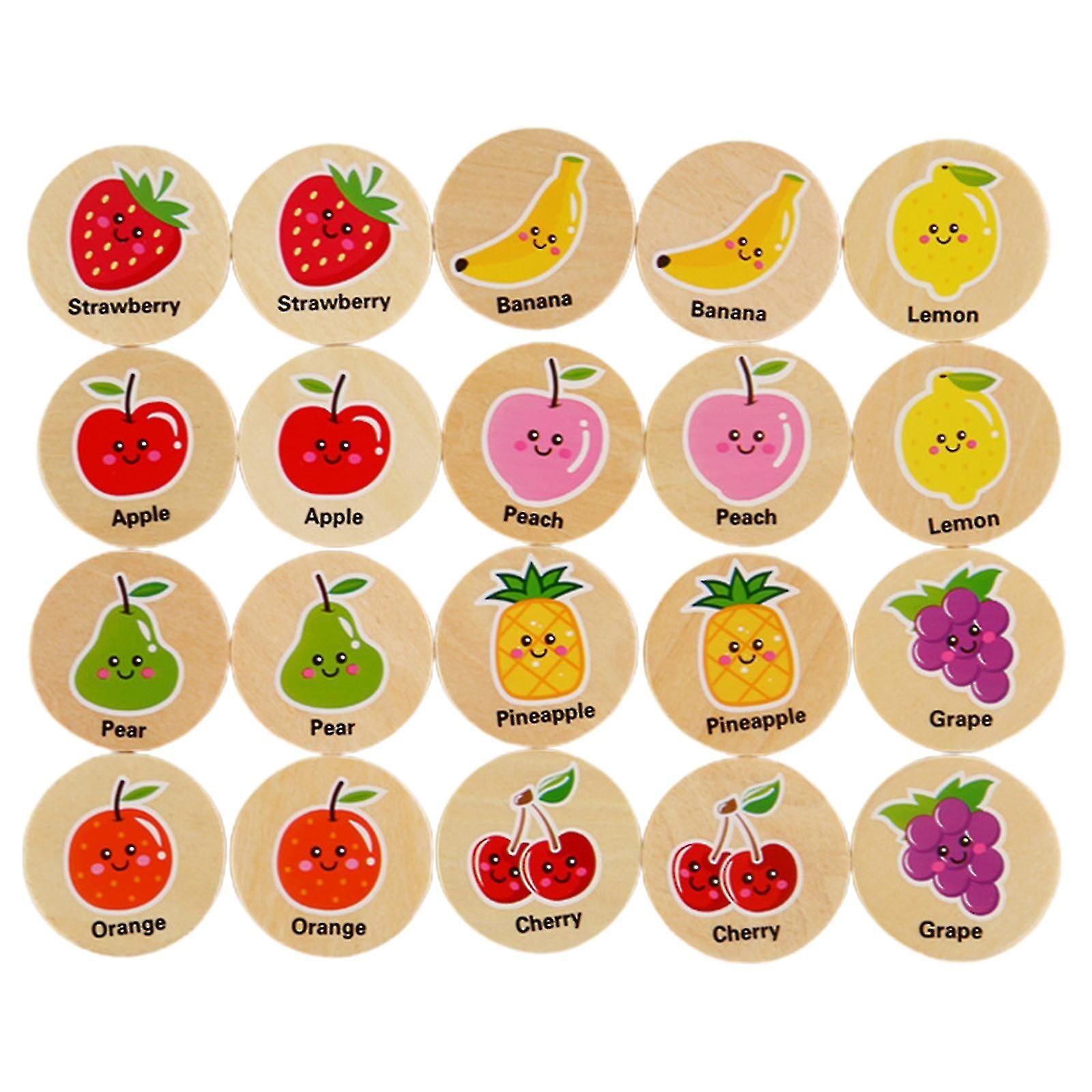(Fruits) Wooden Match Memory Game For Kids,memory Matching Cards ...