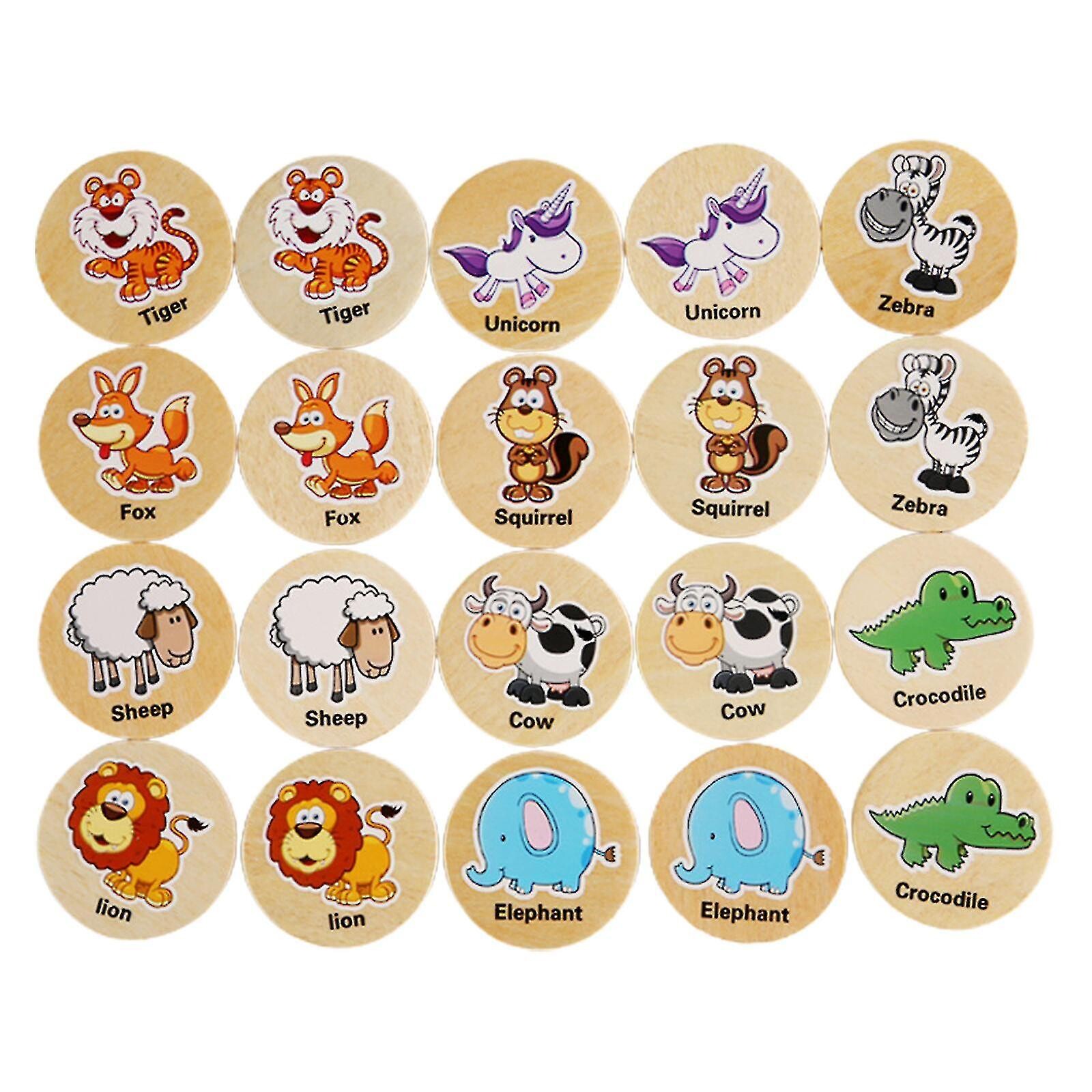 (Animal Forest) Wooden Match Memory Game For Kids,memory Matching Cards ...