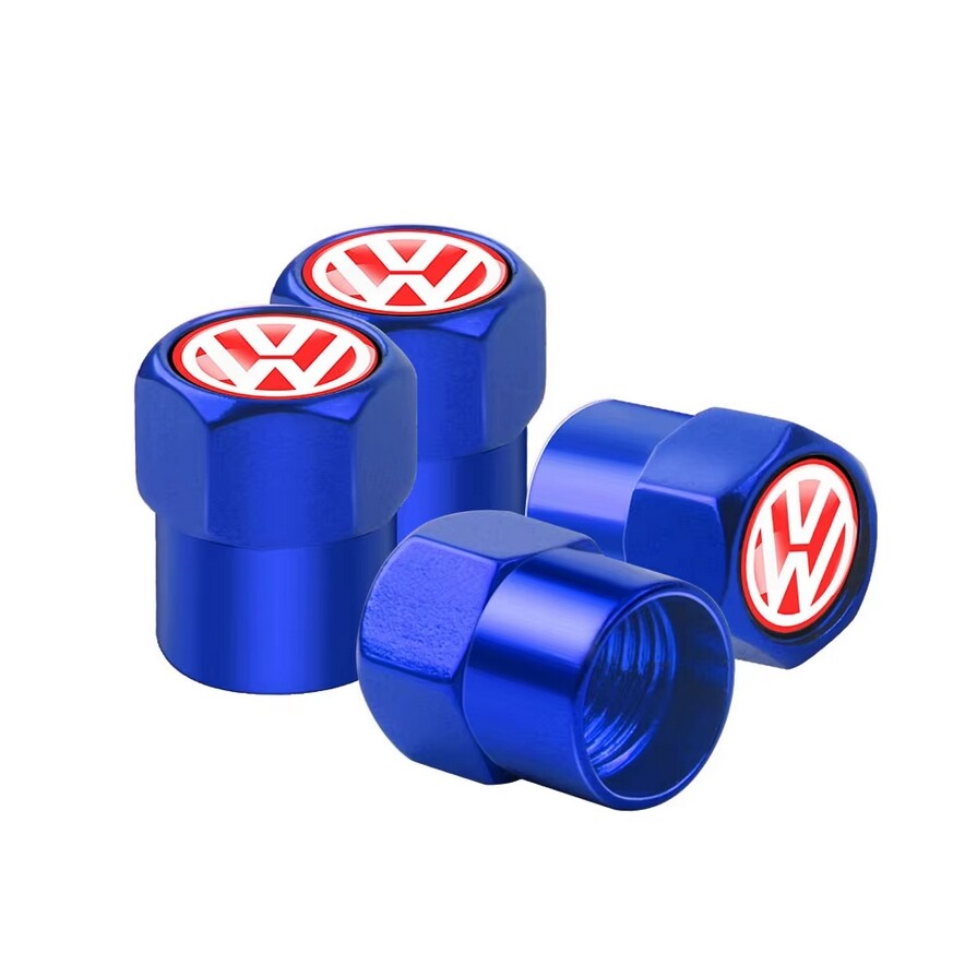 (Red VW-blue) 4pcs Car Wheel Tire Valve Caps Stem Case With Logo Auto ...