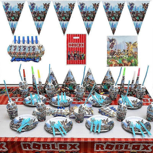 Roblox Game Party Decoration Virtual World Paper Plate Cup Paper Hat 16 ...
