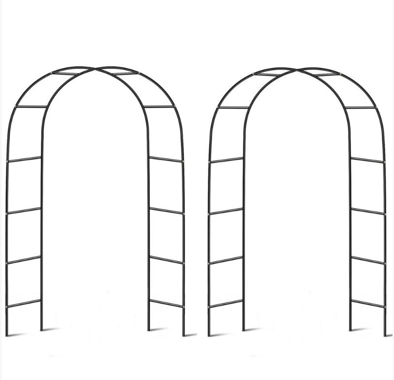 2X 2.4M Garden Arch Trellis Metal Tubular Frame Climbing Plant Archway ...