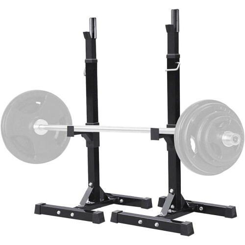 Yaheetech Heavy Duty Squat Stand Rack Height-Adjustable Olympic Barbell ...