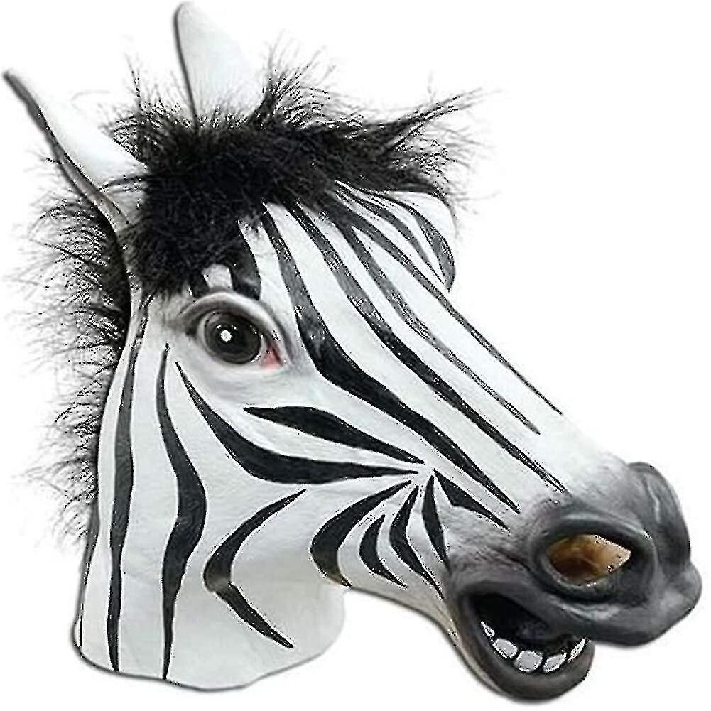 Full Head Zebra Mask Latex Animal Creepy Halloween Cosplay Party ...