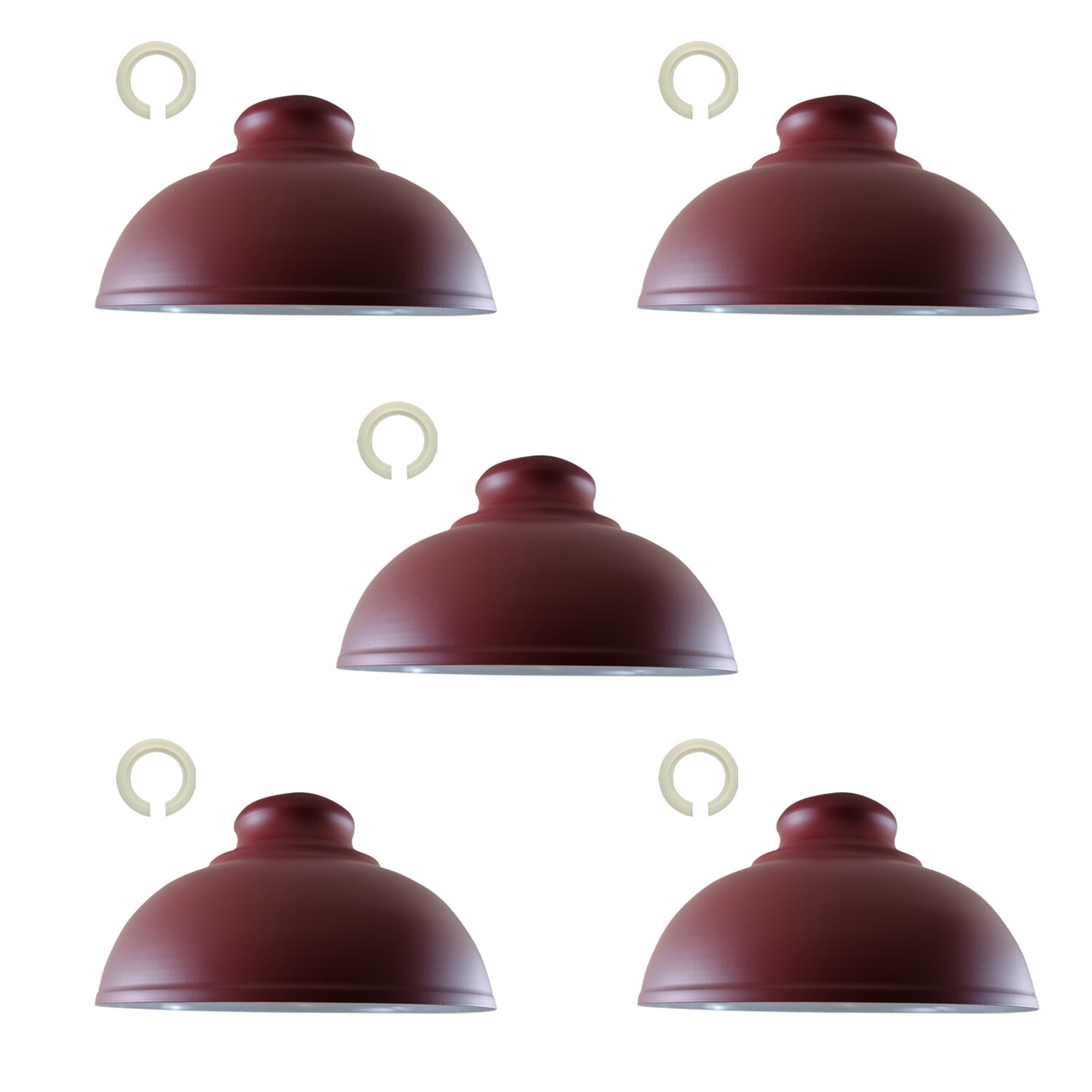 5 Pack vintage curvy shape burgundy lamp shade easy fit E27 base screw ...
