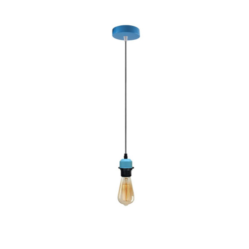 Industrial Blue Pendant Light Fitting, Lampshade Addable E27 Lamp ...