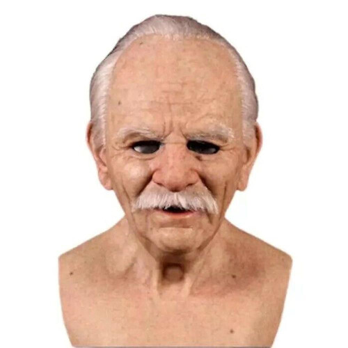 (Old Man B) Latex Old Man Halloween Props Cosplay Party Realistic Full ...