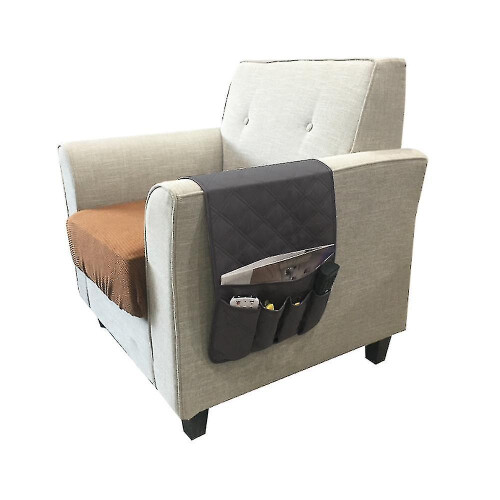 (Black) 5 Pockets Sofa Arm Rest Tv Remote Control Tidy Organizer Holder ...