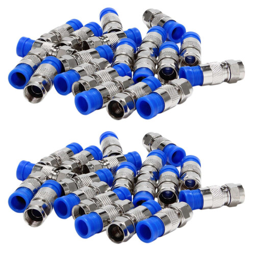Rg6 F Type Connector Coax Coaxial Compression Fitting 40 Pack (Blue) on ...