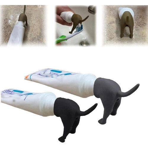 (2pcs Black and Grey) Pooping Dog Butt Toothpaste Topper, Funny ...