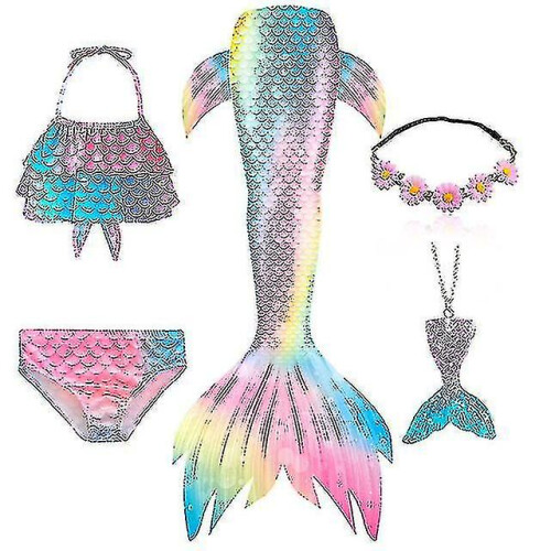 (Set 3, 130) 5pcs/set Girls Mermaid Tail Swimsuit Children Mermaid Ariel Cosplay Costume Fantasy ...