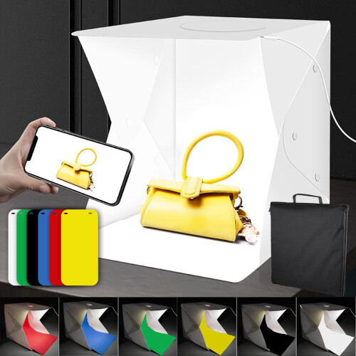 40cm Photography Light box with 6 Backgrounds, Foldable Shooting Tent ...