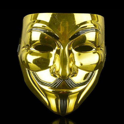 (Gold) Anonymous Hacker Vendetta Guy V Cosplay Mask Halloween Party ...