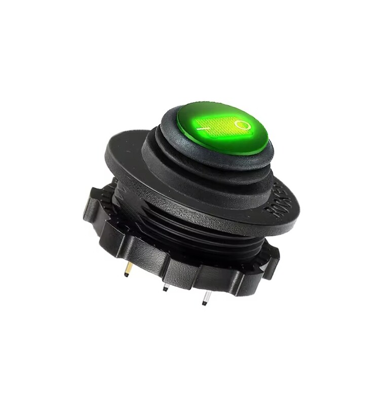 (Green LED) 12V Toggle Switch Waterproof LED Lighted Round Rocker ...