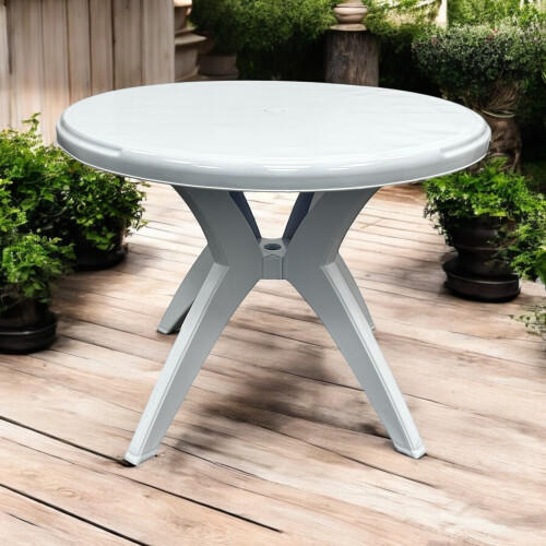 White Plastic Patio Table, Garden Patio Tables, Outdoor Plastic Garden ...