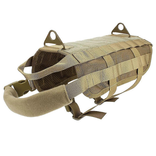 (Tan, L) Tactical Dog Vest Training Pets Harness Military Molle Vest ...
