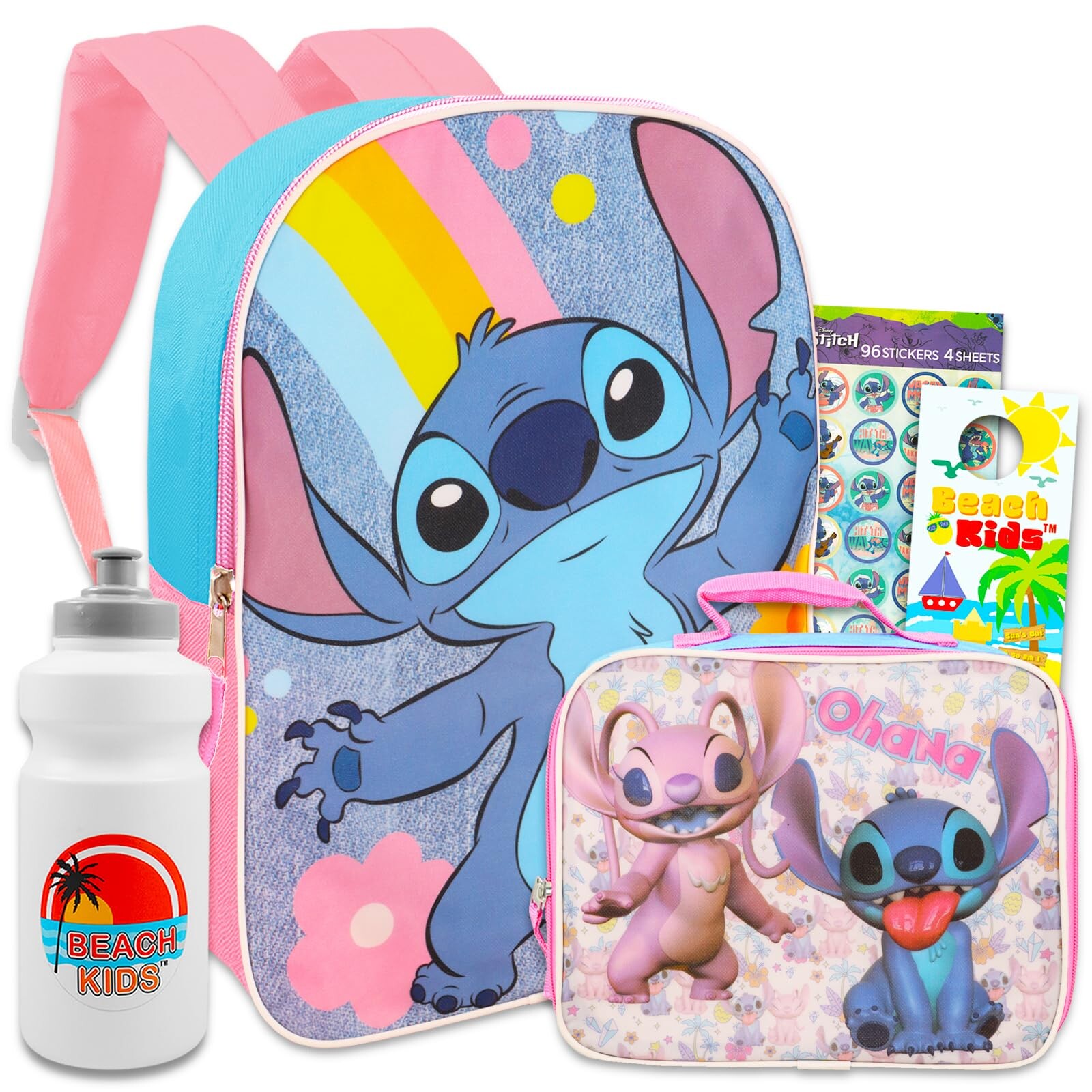 Disney Stitch Travel Backpack with Lunch Box - Bundle of Large Lilo ...