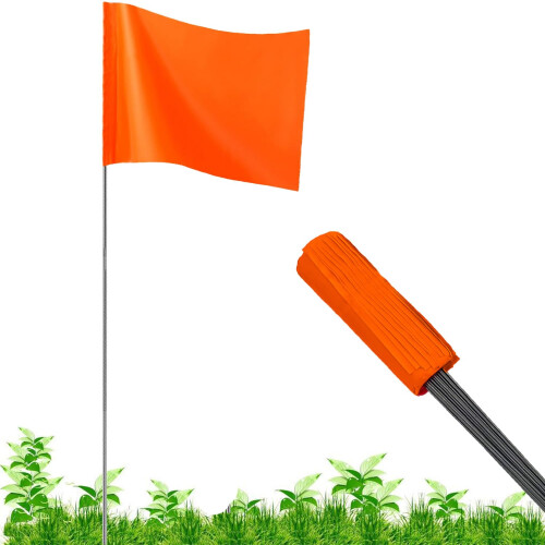 Orange Marker Flags 100 Pack Construction Marking Flags | 4x5x16 Inch ...